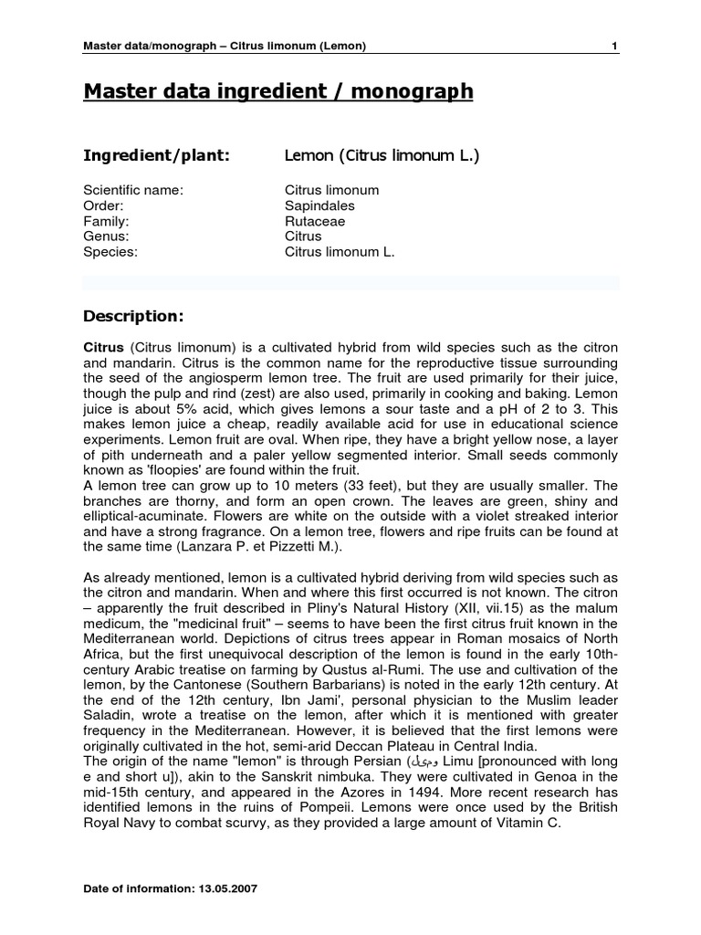 Citrus Limonum | PDF | Lemon | Citrus