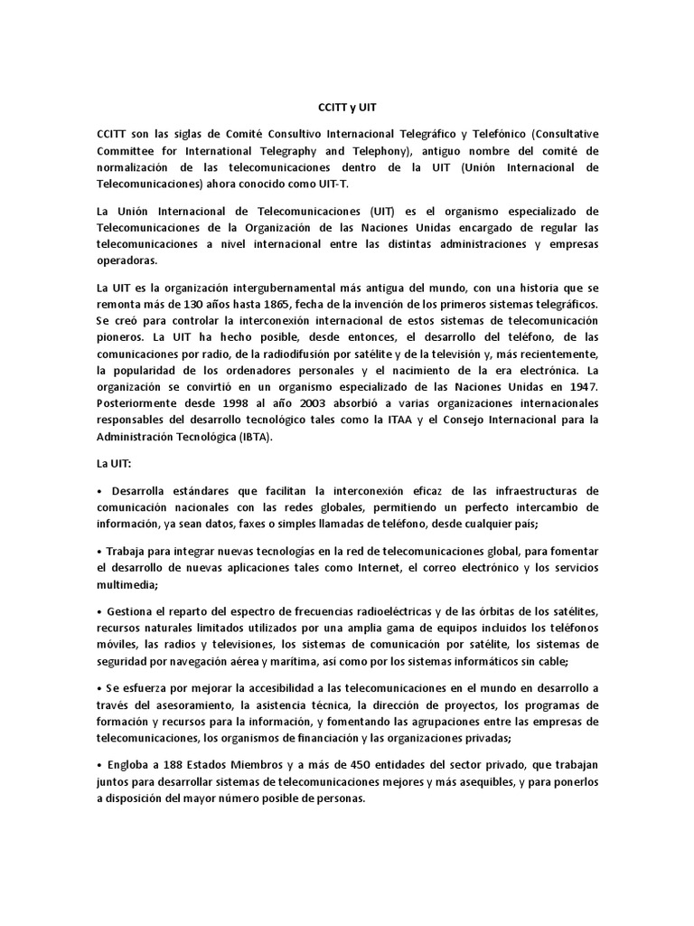 Ccitt - Uit | PDF | Unión Internacional de Telecomunicaciones ...