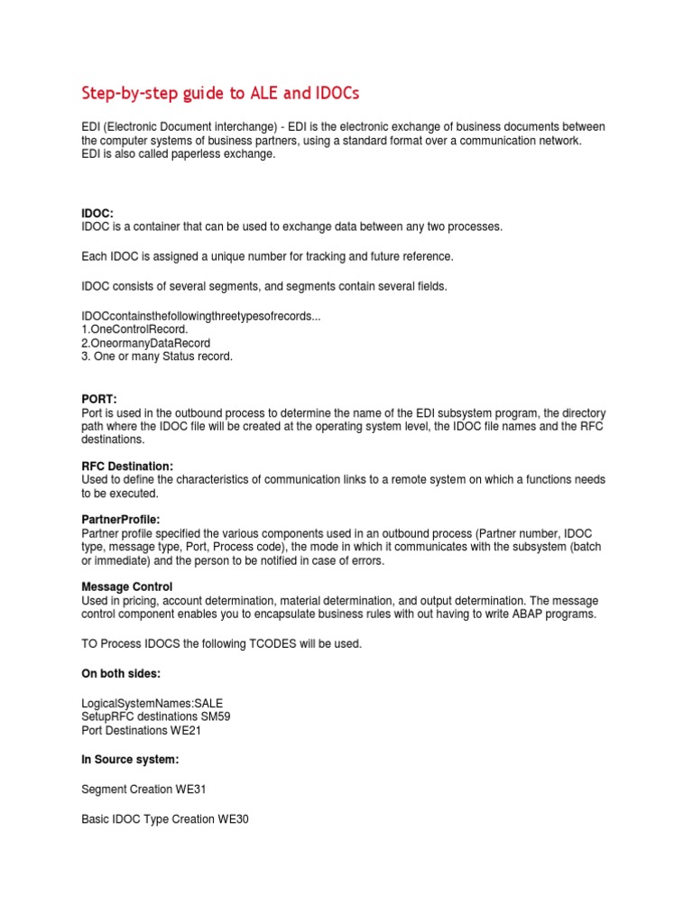 Ale Idoc With Custome Program | PDF | Electronic Data Interchange | Port (Computer Networking)