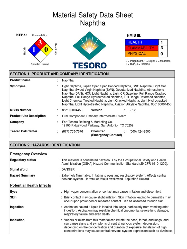 Material Safety Data Sheet | PDF | Benzene | Toxicity