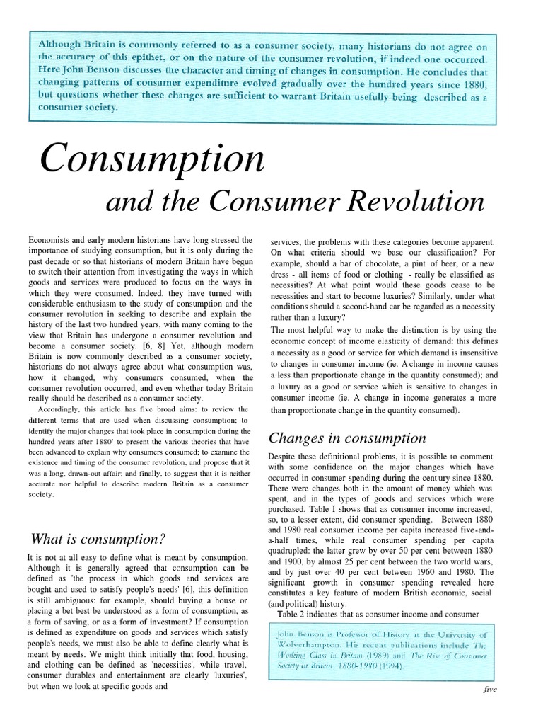 And The Consumer Revolution: Consumption | Download Free PDF ...