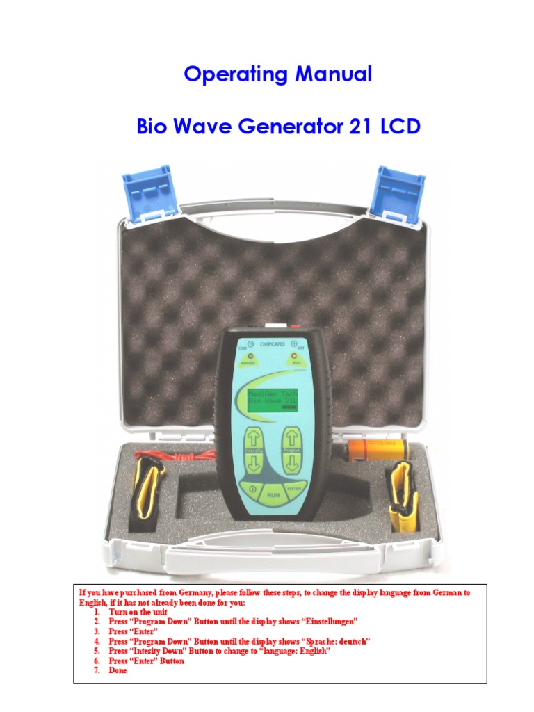 Operating Manual Bio Wave Generator 21 LCD