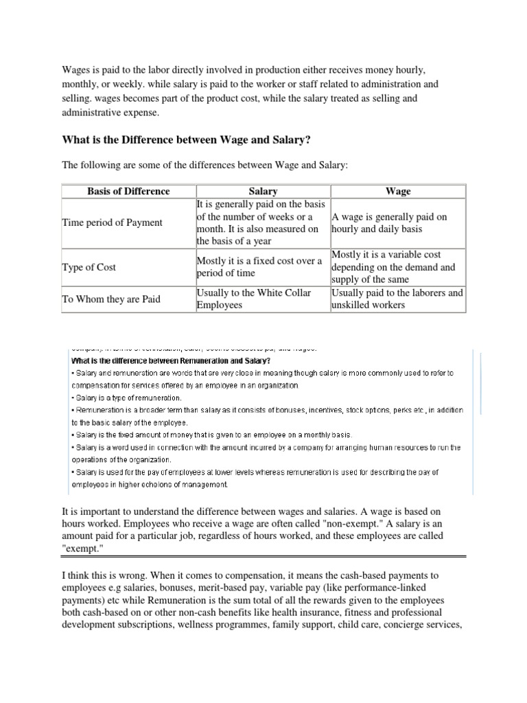 What Is The Difference Between Wage and Salary? | PDF | Wage | Salary
