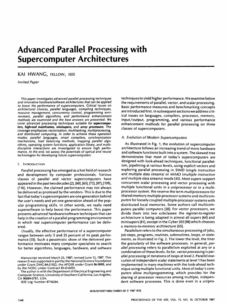Advanced parallel techniques for supercomputer performance | PDF | Parallel Computing | Process ...