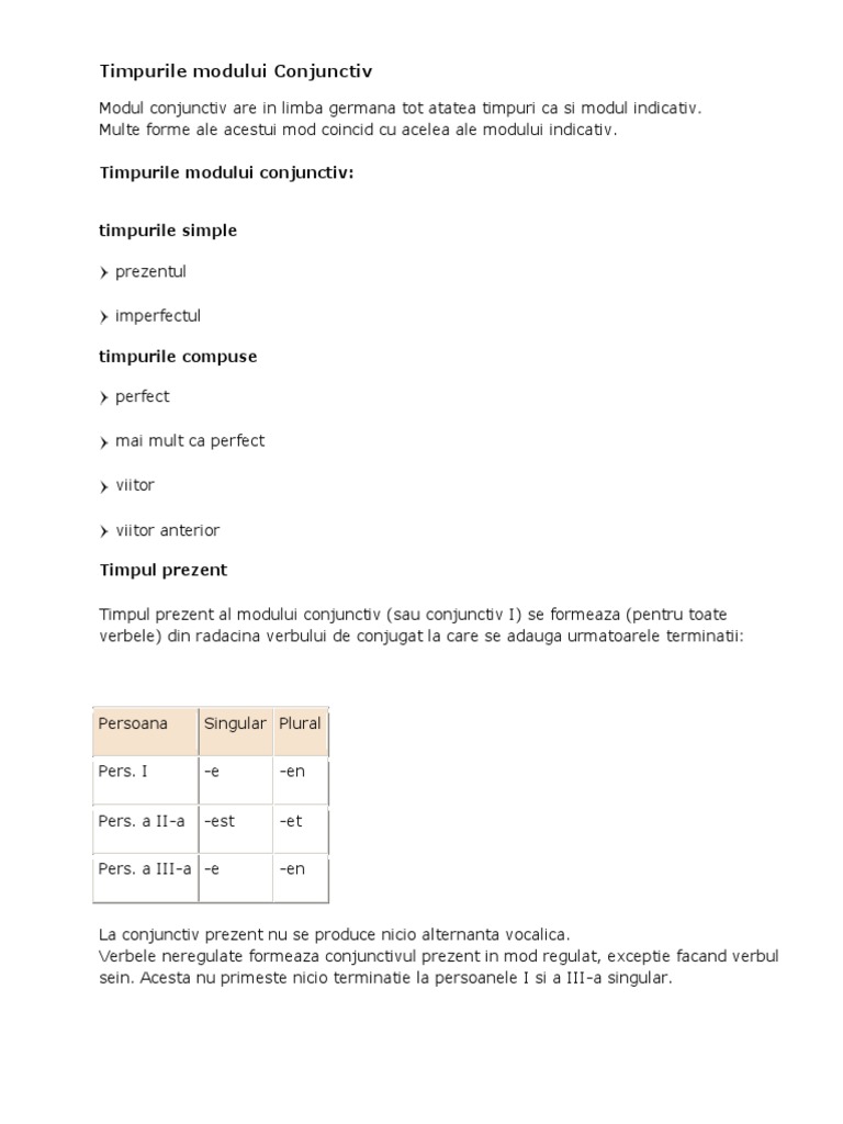 Timpurile Modului Conjunctiv | PDF