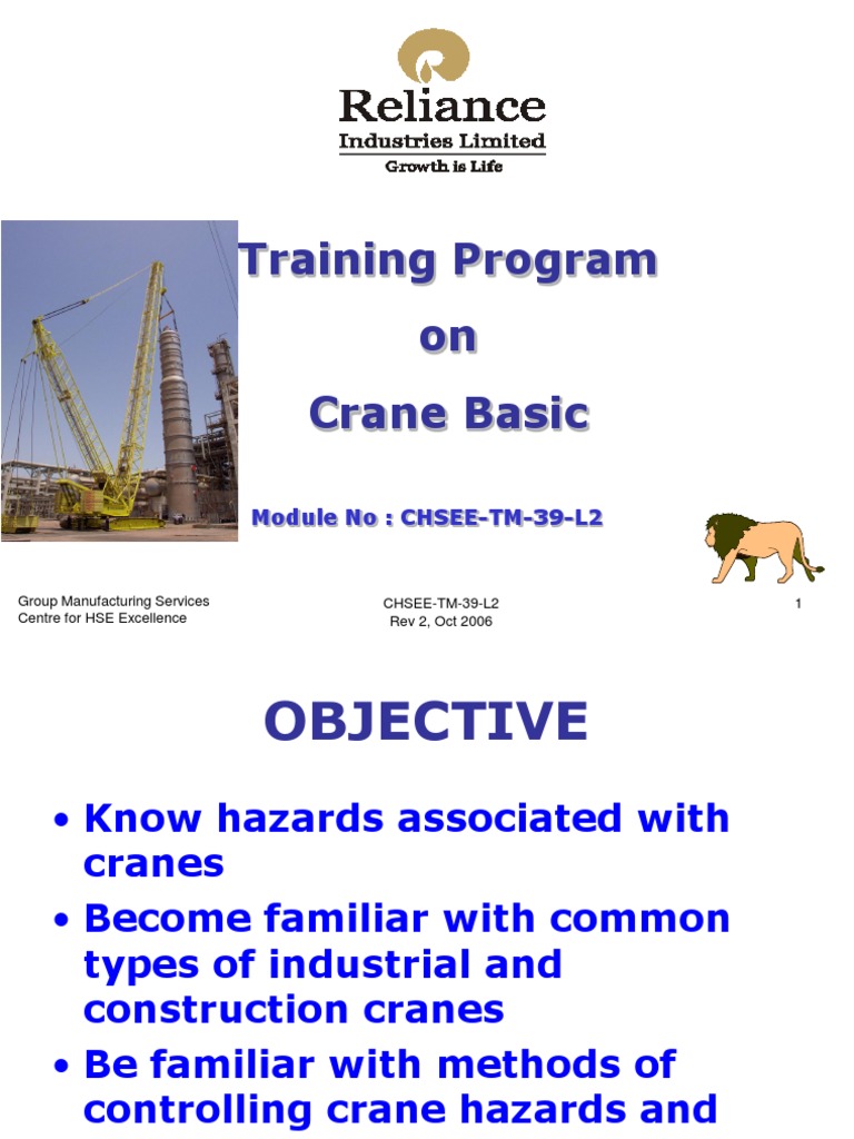 Training Program On Crane Basic: Module No: CHSEE-TM-39-L2 | PDF ...