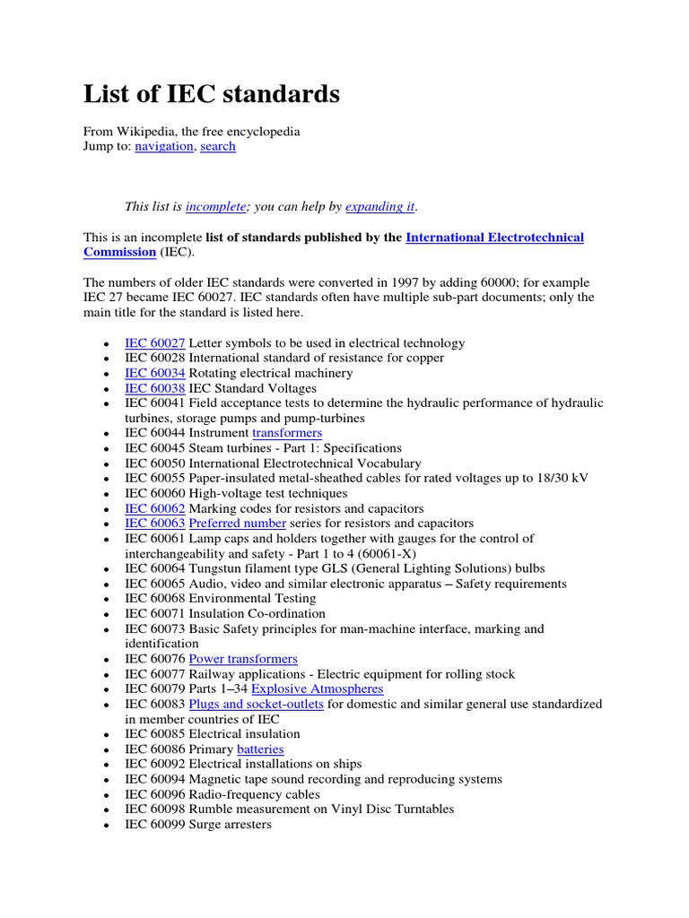 List of IEC Standards | PDF | Photovoltaic System | Insulator (Electricity)