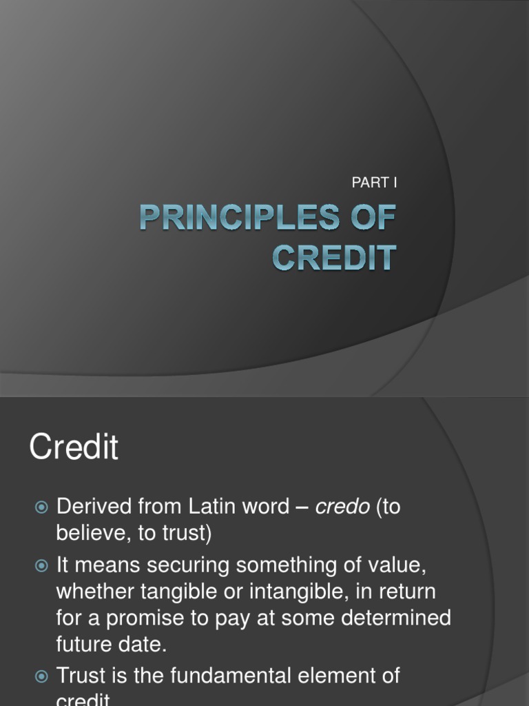 Principles of Credit | PDF | Credit (Finance) | Money