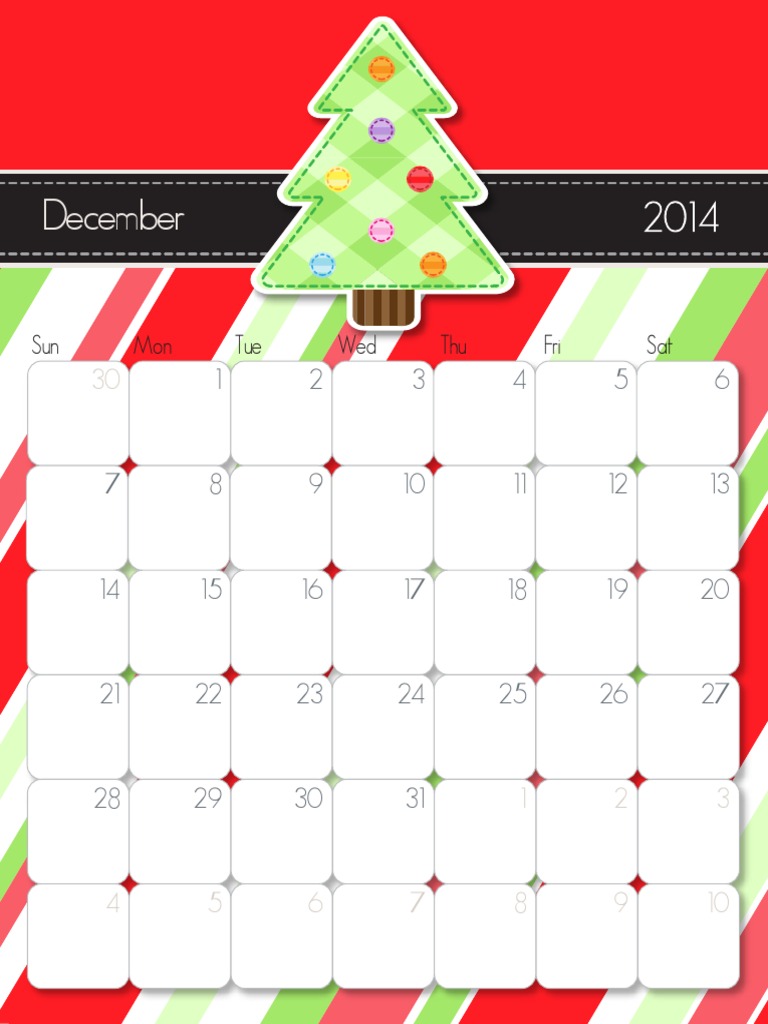 2014 December Printable Calendar Color | PDF