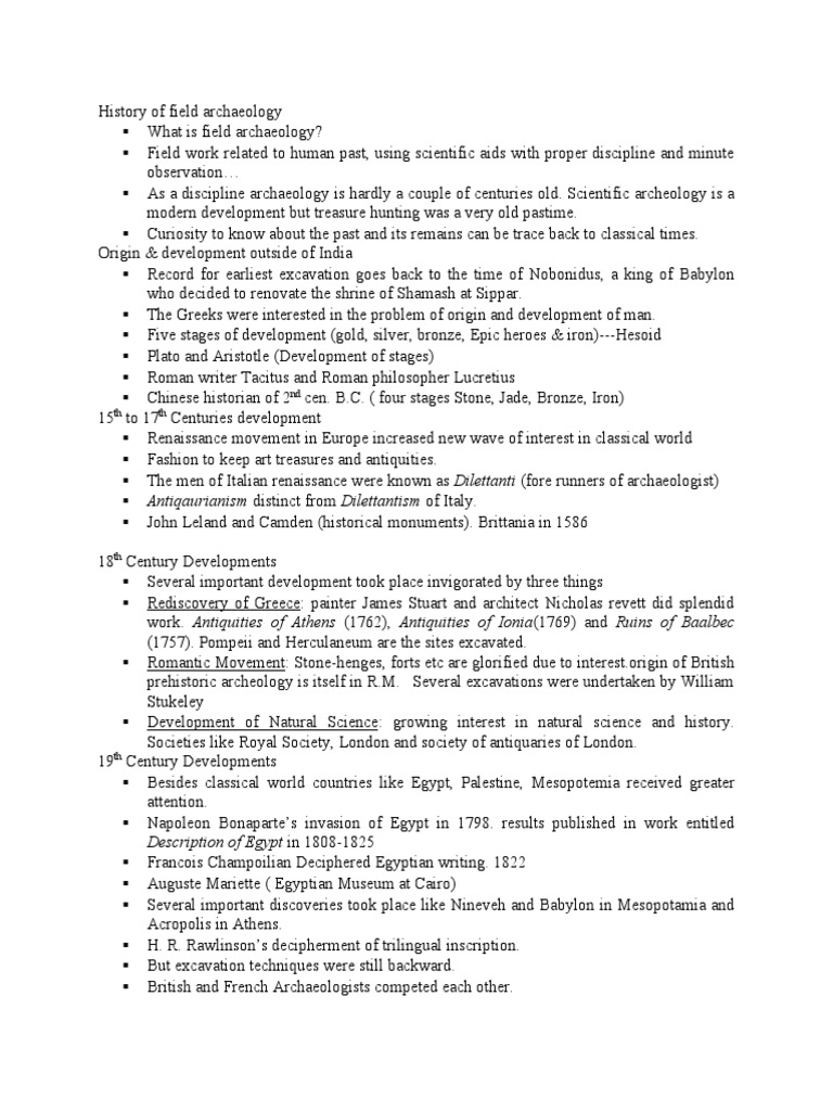 A History of Field Archaeology Techniques and Theories | PDF ...
