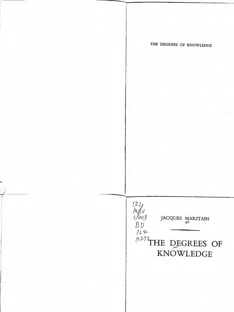 Knowledge: The Degrees of | PDF | Thomism | Metaphysics