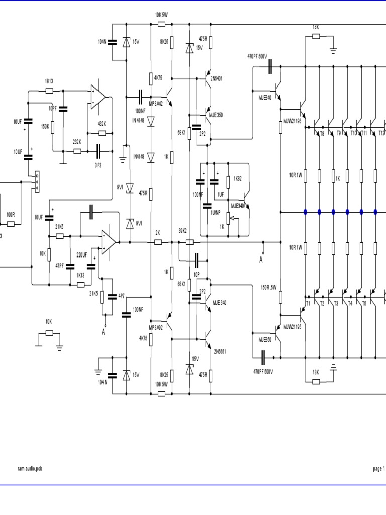 Schematic diagram for a printed circuit board design of an audio ...