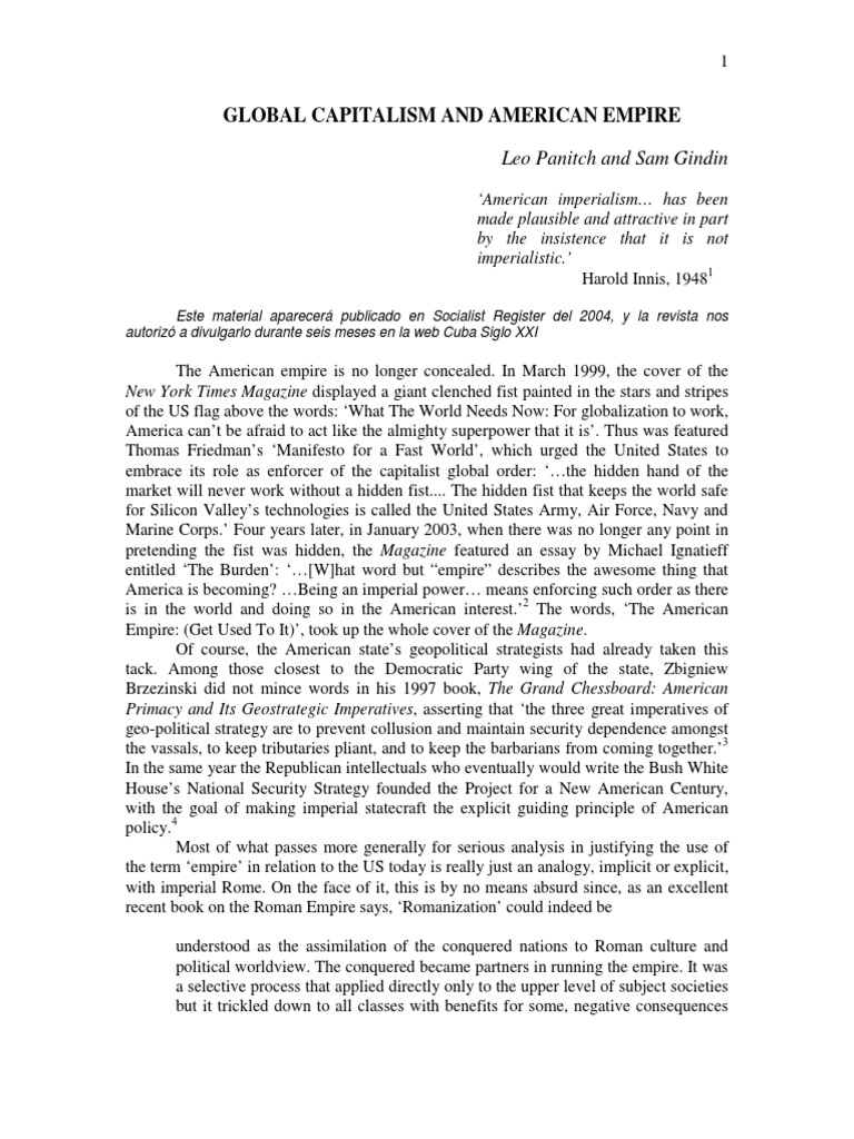 Global Capitalism and American Empire: Leo Panitch and Sam Gindin | PDF ...