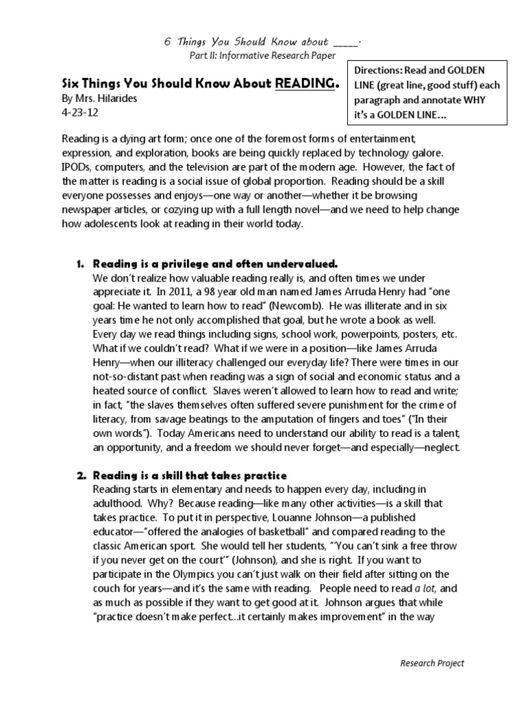 Six Things You Should Know About READING Samples | PDF | Literacy ...