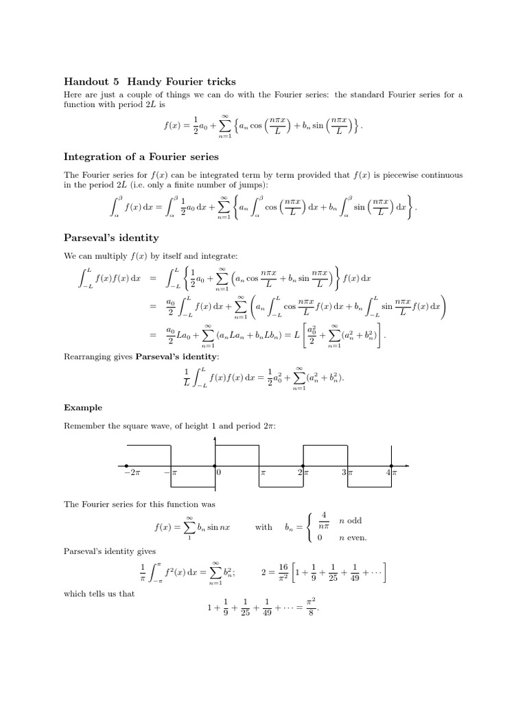 Handout 5 Handy Fourier Tricks | PDF