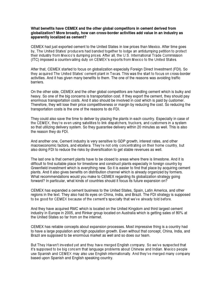 Cemex | PDF | Dumping (Pricing Policy) | Exports