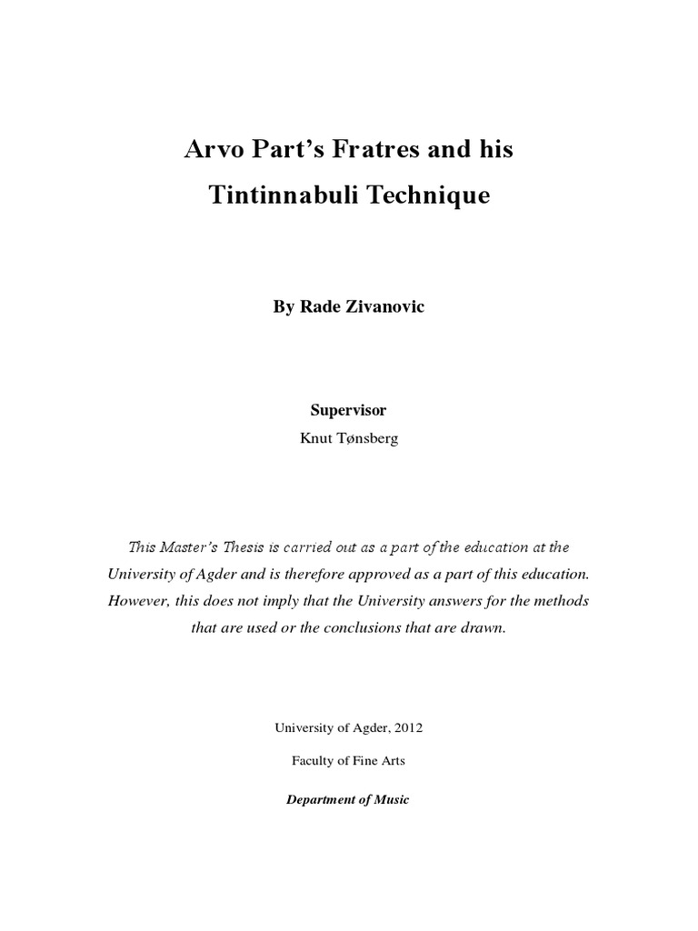 Arvo Pärt's Tintinnabuli Technique Analysis | PDF