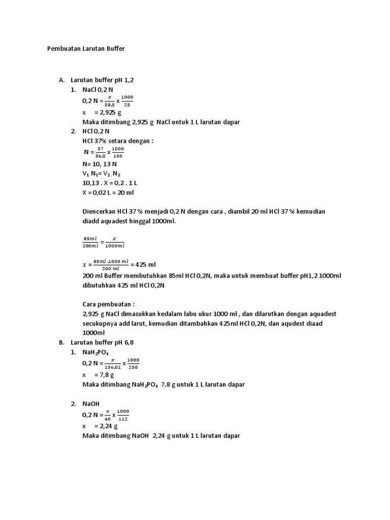 Cara Pembuatan Larutan Buffer pH 1-6,8 | PDF | Memasak, Makanan, & Anggur