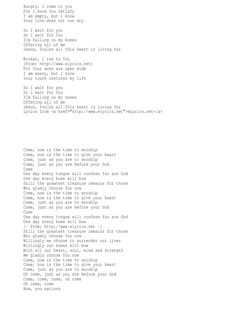 Hungry Lyrics Download Free Pdf Jesus Theology