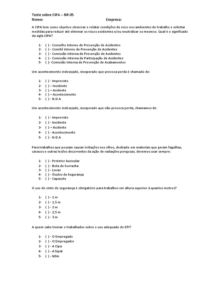 Prova Cipa | PDF