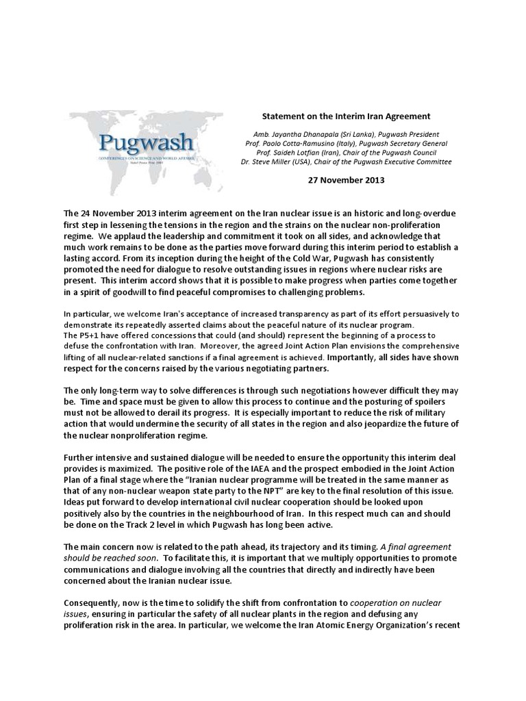 Iran Statement | PDF | Nuclear Program Of Iran | Nuclear Weapons