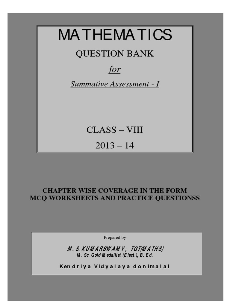 Question Bank Class 8 KV | PDF | Rectangle | Triangle