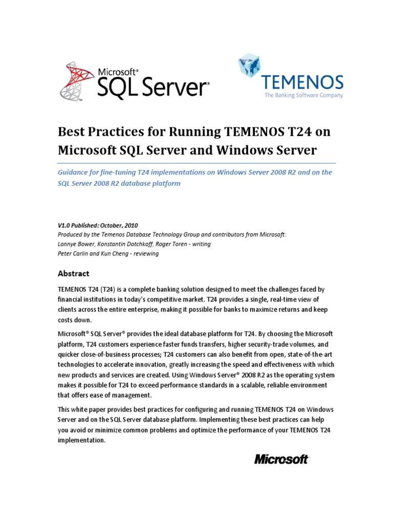 6014.optimizing SQL Server For Temenos T24 - FINAL | PDF | Microsoft ...