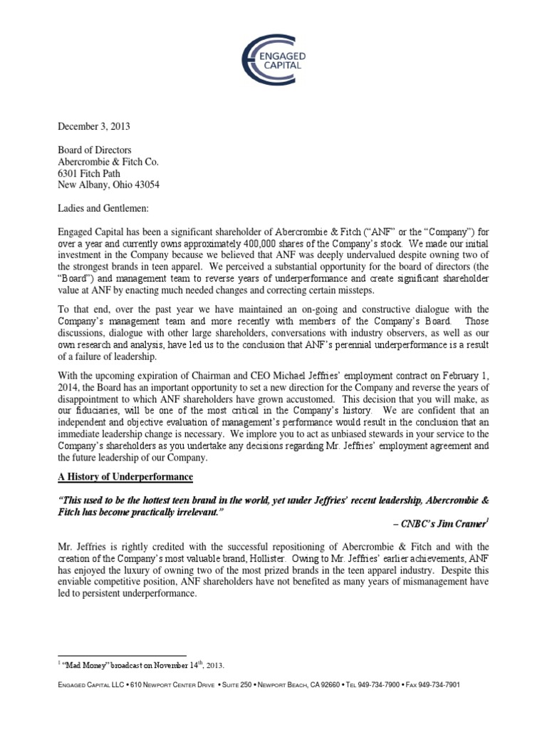 Leadership Change Needed at Abercrombie | PDF | Private Equity | Board ...