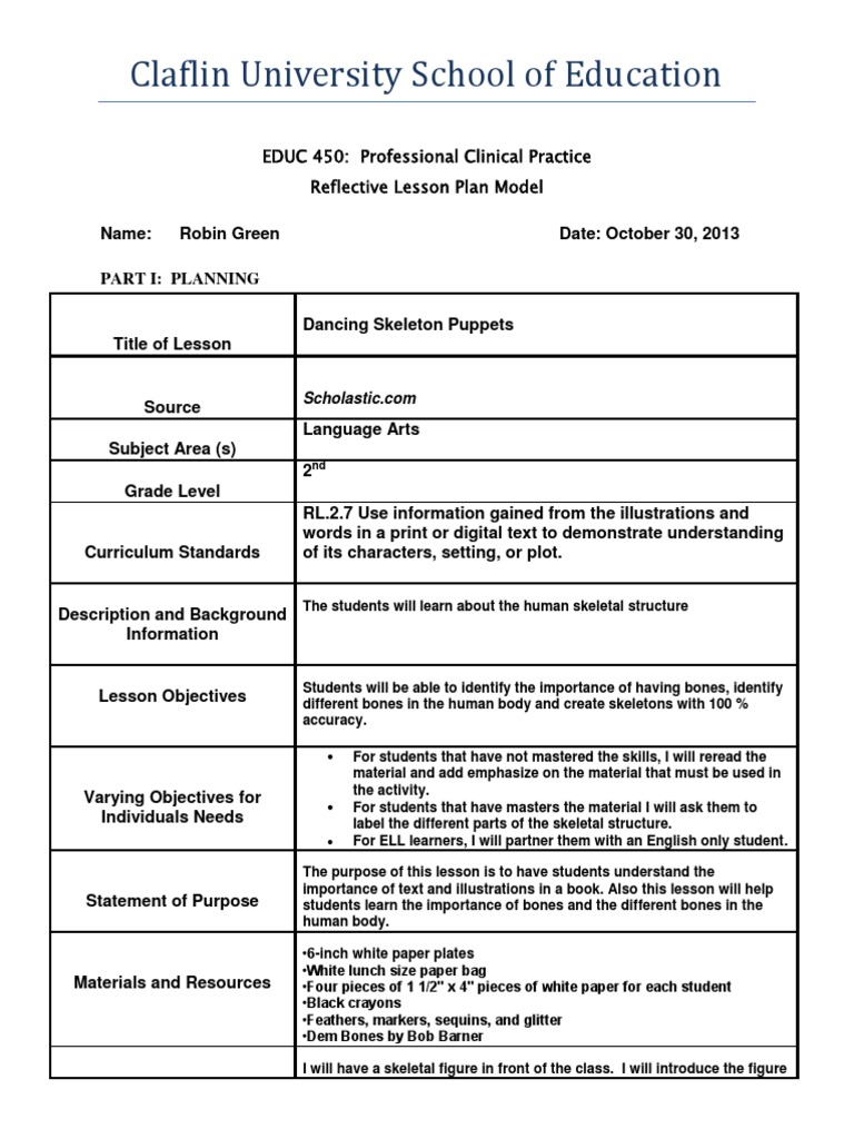 Dem Bones Lesson | Download Free PDF | Skeleton | Lesson Plan