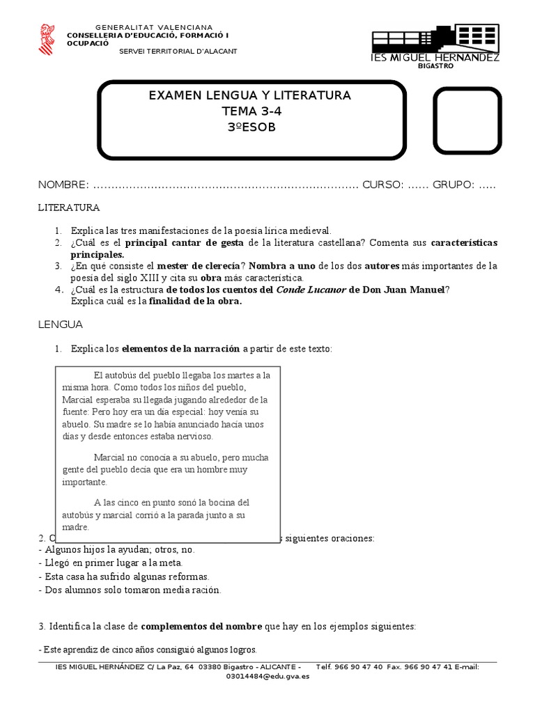 Examen t3-4 3eso | PDF | Idiomas