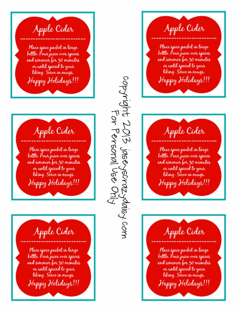Apple Cider Gift Tags Printable | PDF