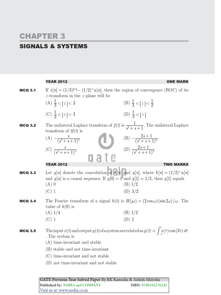 Signals and Systems | PDF | Laplace Transform | Sine