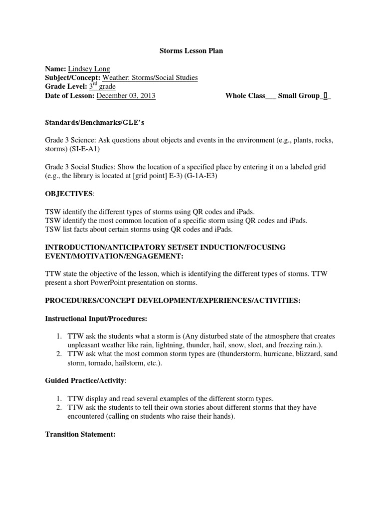 Storm Lesson Plan | Download Free PDF | Storms | Hail