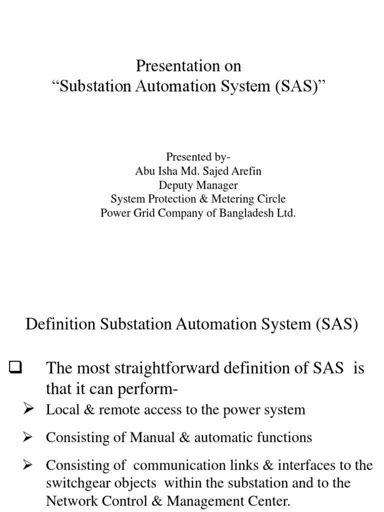 Presentation On Basic Sub-Station Automation System | PDF | Electrical ...