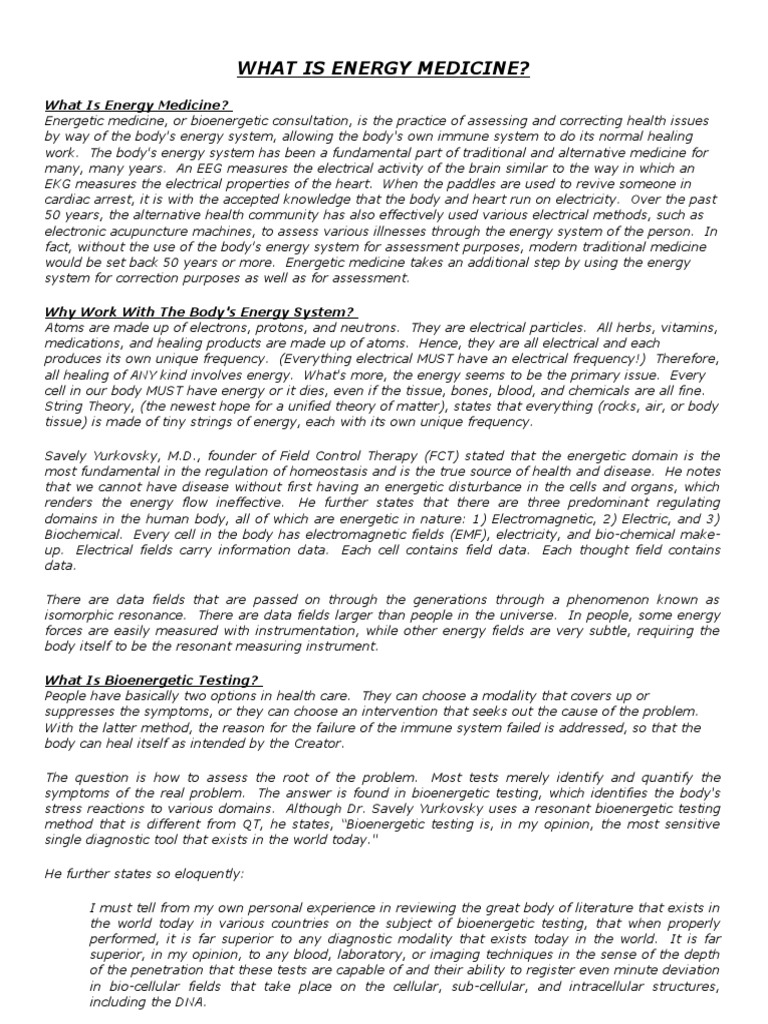 What Is Energy Medicine | PDF | Psychotherapy | Alternative Medicine