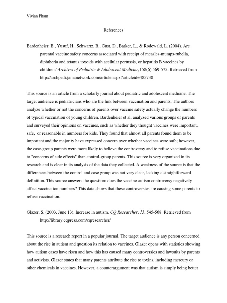 Annotated Bibliography | Vaccines | Public Health