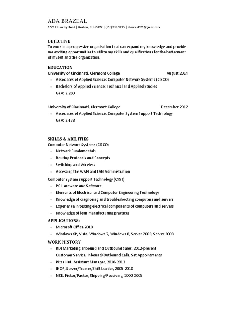 Ada Resume II | PDF | Technology & Engineering