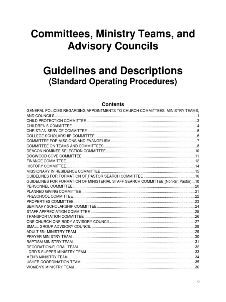 Proposed Church Committees, Teams, and Councils Guidelines and ...