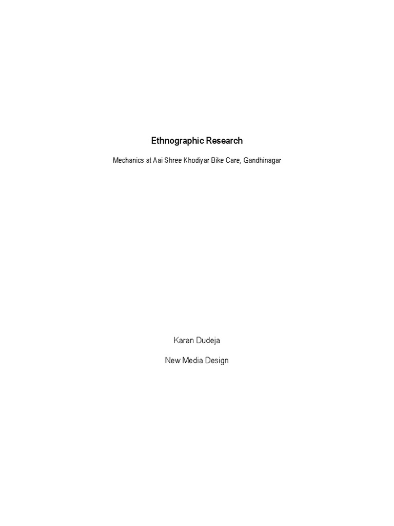Ethnographic Research Report | PDF | Social Group | Ethnography