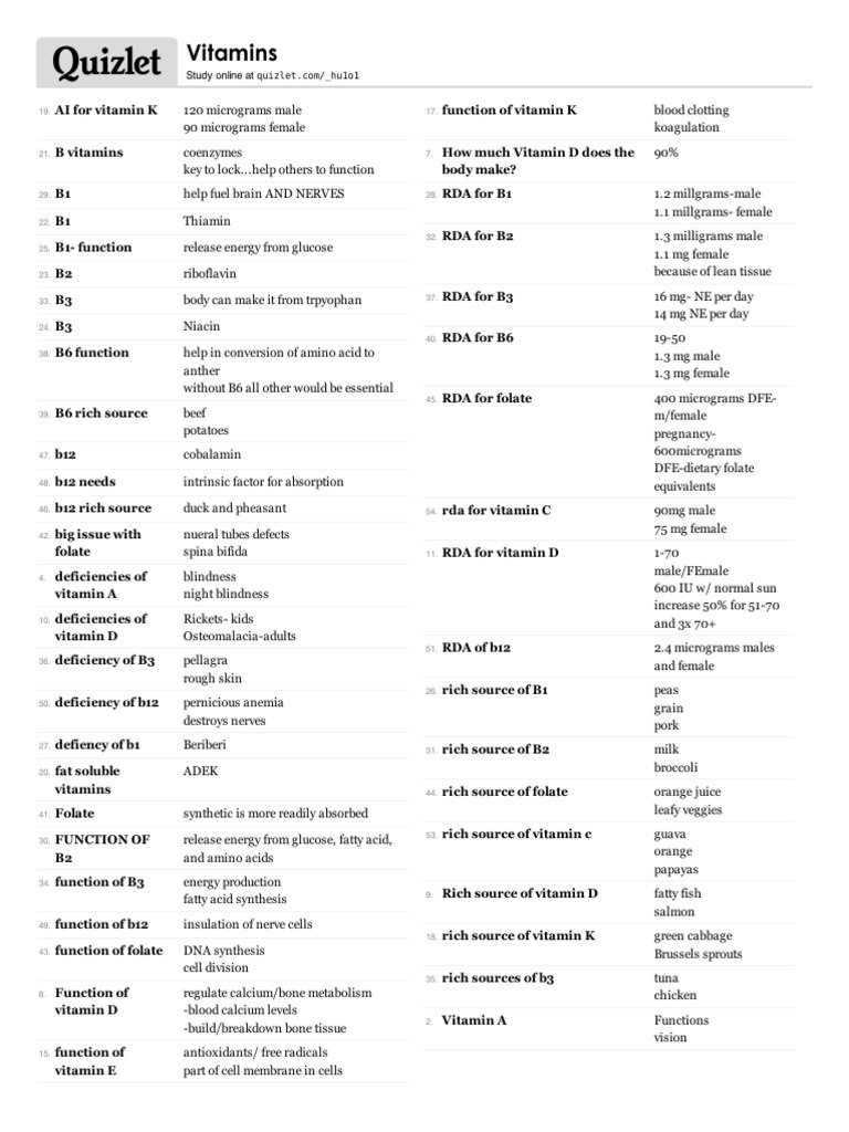 Vitamins: Study Online at | PDF | Vitamin A | Vitamin B12