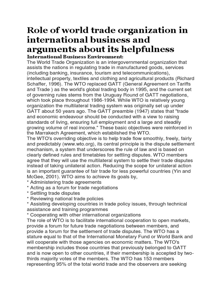 role of wto | World Trade Organization | General Agreement On Tariffs ...