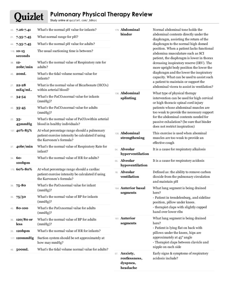 Pulmonary Physical Therapy Rev | PDF | Breathing | Lung