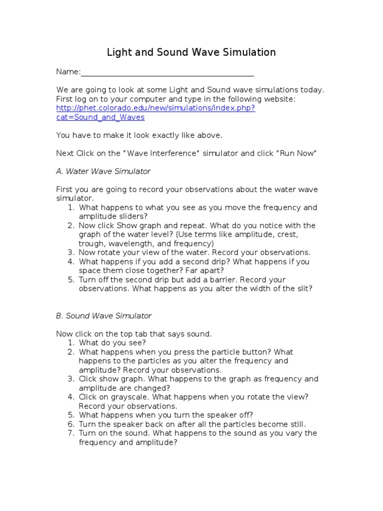 Light and Sound Wave Simulation 1 | PDF | Wavelength | Waves