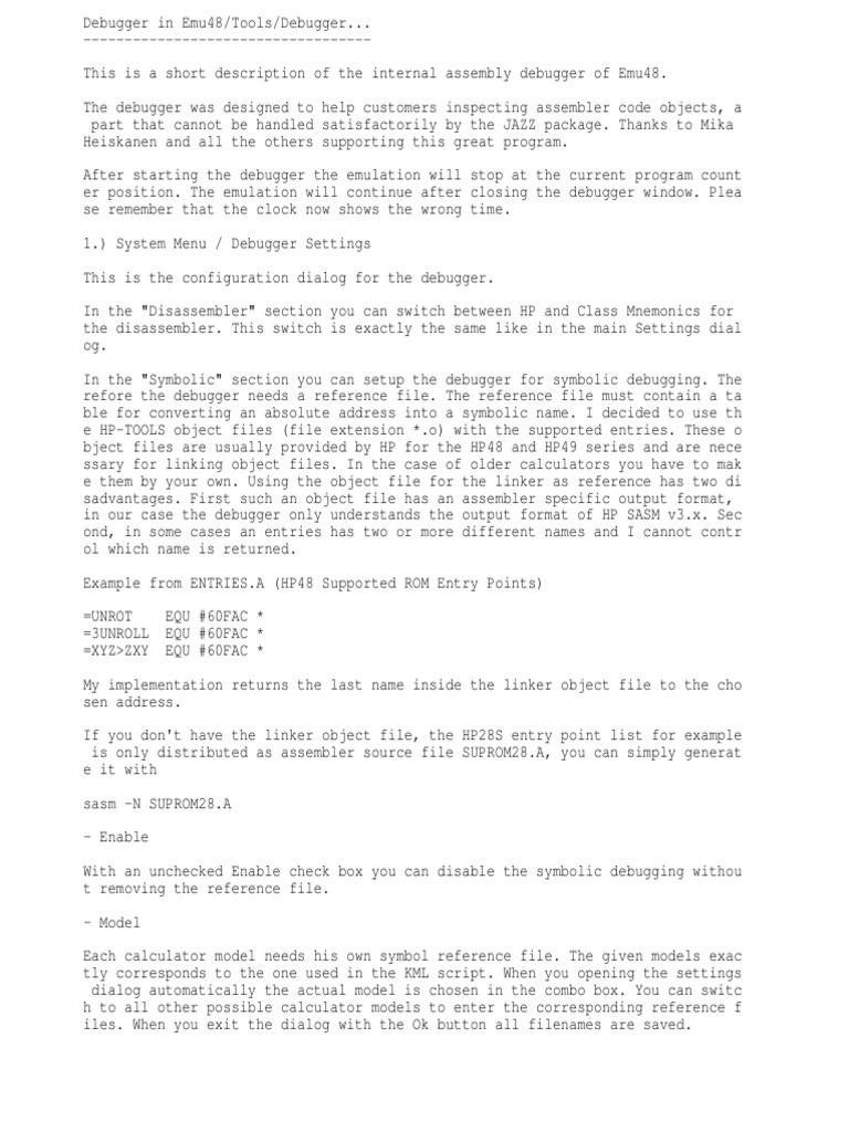 HP50G Rebugger | PDF | Random Access Memory | Assembly Language