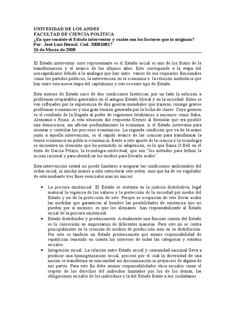 Estado Interventor y Factores Clave | PDF | Estado (política) | Sociedad