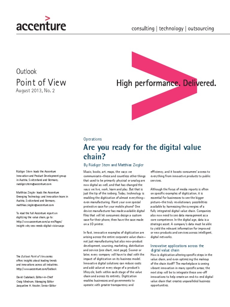 Accenture Outlook Are You Ready For Digital Value Chain Operations PDF ...