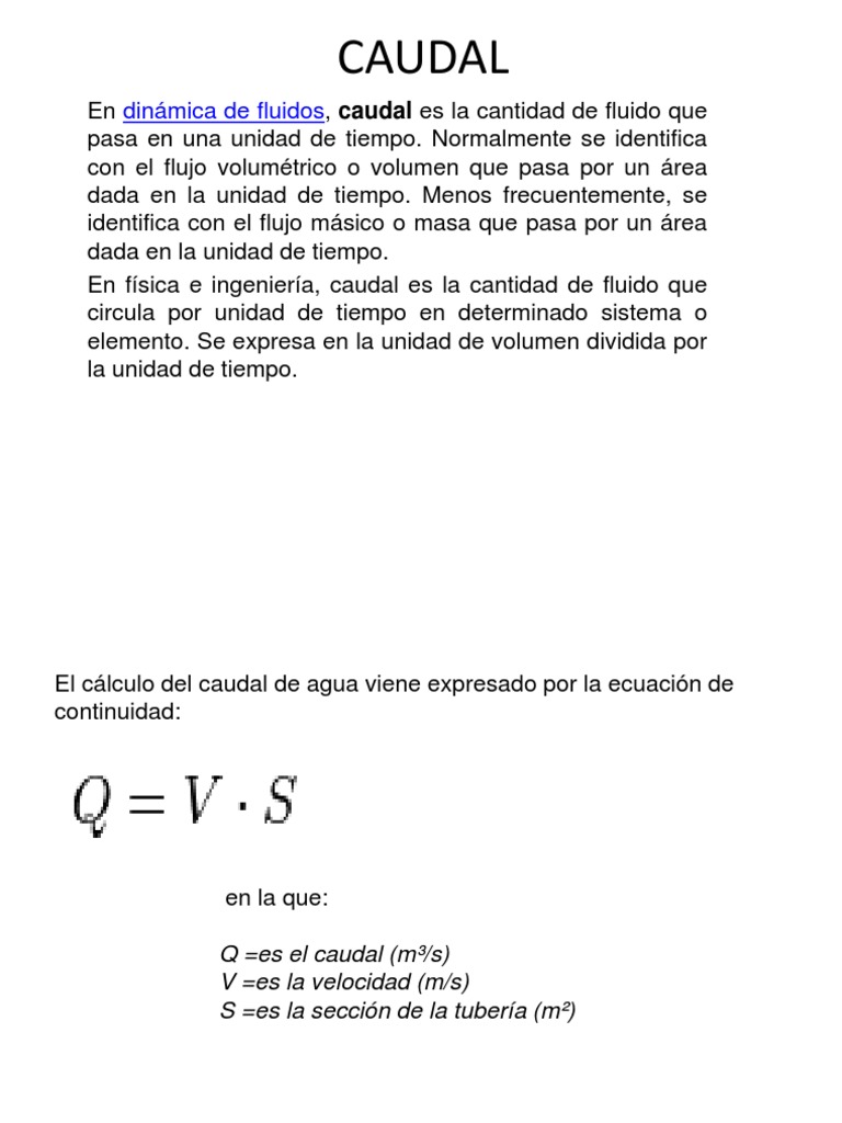 Definición y Tipos de Caudal en Física | PDF | Descarga (hidrología ...