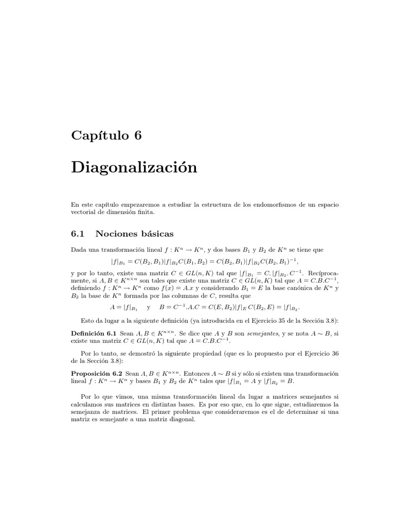 Diagonalización de Matrices y Autovalores | PDF | Valores propios y vectores propios | Espacio ...