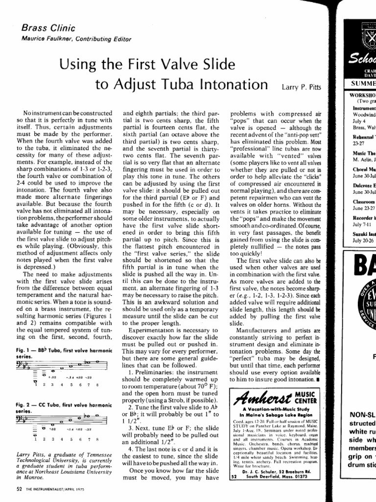Using The First Valve Slide | PDF | Brass Instruments | Tuba
