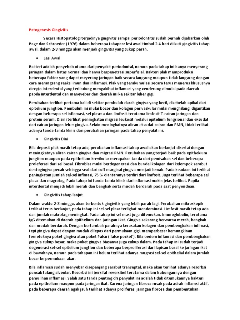 Patogenesis Gingivitis | PDF